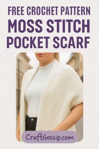 Easy Moss Stitch Pocket Scarf – Free Crochet Pattern – Crochet