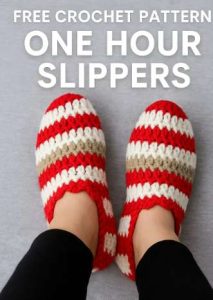 Free Crochet Pattern- Striped One-Hour Crochet Slippers – Crochet