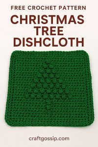 Free Crochet Pattern – Christmas Tree Bobble Dishcloth – Crochet