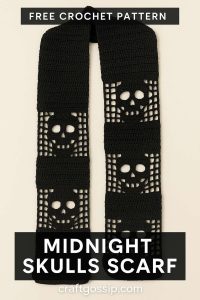 Midnight Skulls Halloween Scarf – Free Crochet Pattern – Crochet