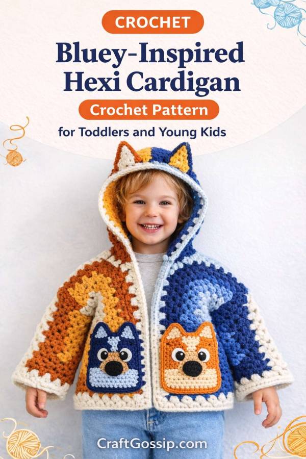 Bluey Inpired Blue Heeler Hexi Cardigan Free Crochet Patttern – Crochet